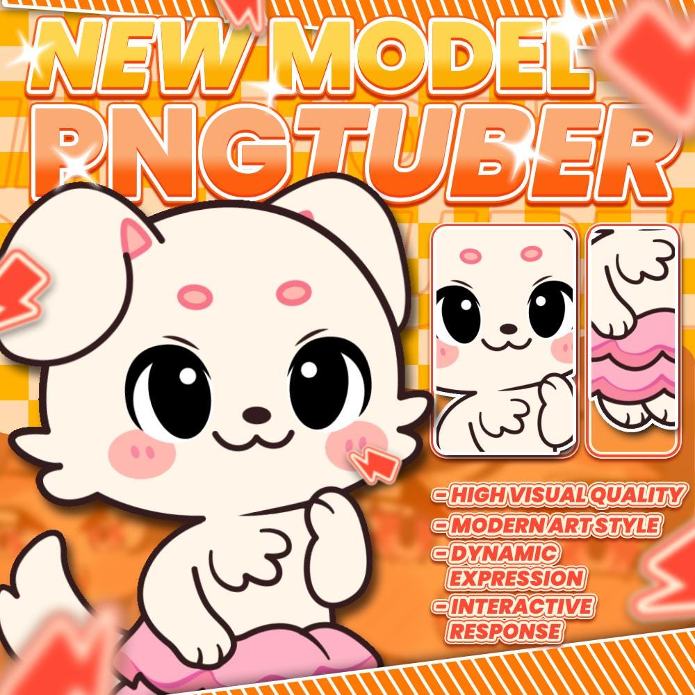 PNG Tuber Model Animal Cute White Dog | Puppy Veadotube Mini Avatar ...