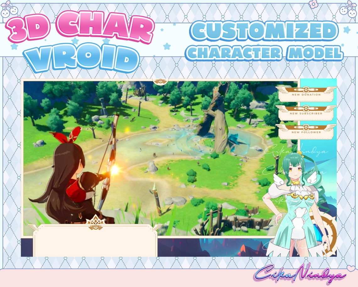 Heavenly Angel Vtuber 3D Vroid Character With Green Hair for - Etsy