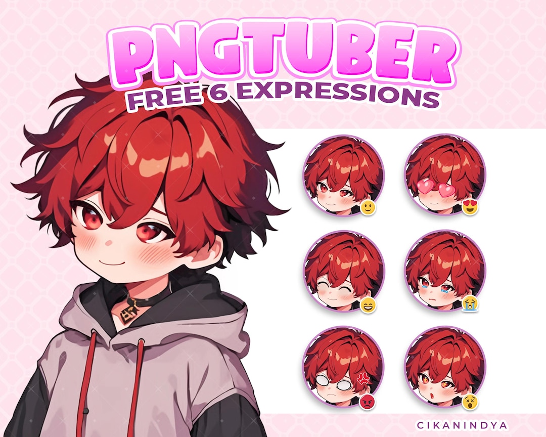 Premade Pngtuber – Bold Chibi Male Avatar With Fiery Red Hair - Etsy