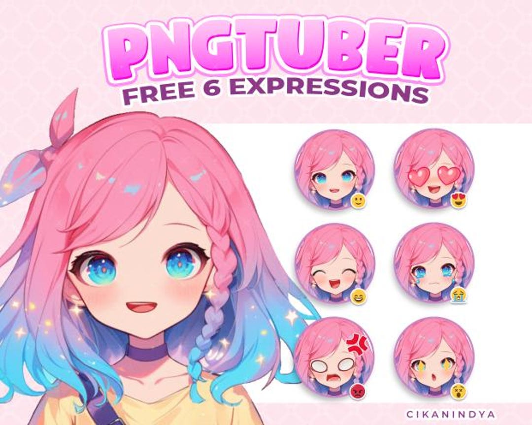 Vibrant Premade Pngtuber – Anime-style Female Character - Etsy