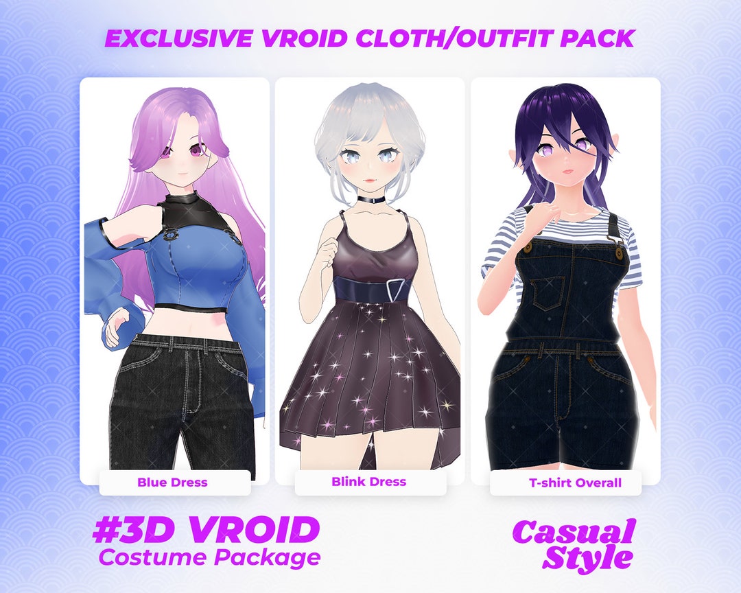 Trendy Vroid Clothing Pack Casual Girl Collection - 3D Vroid Models ...