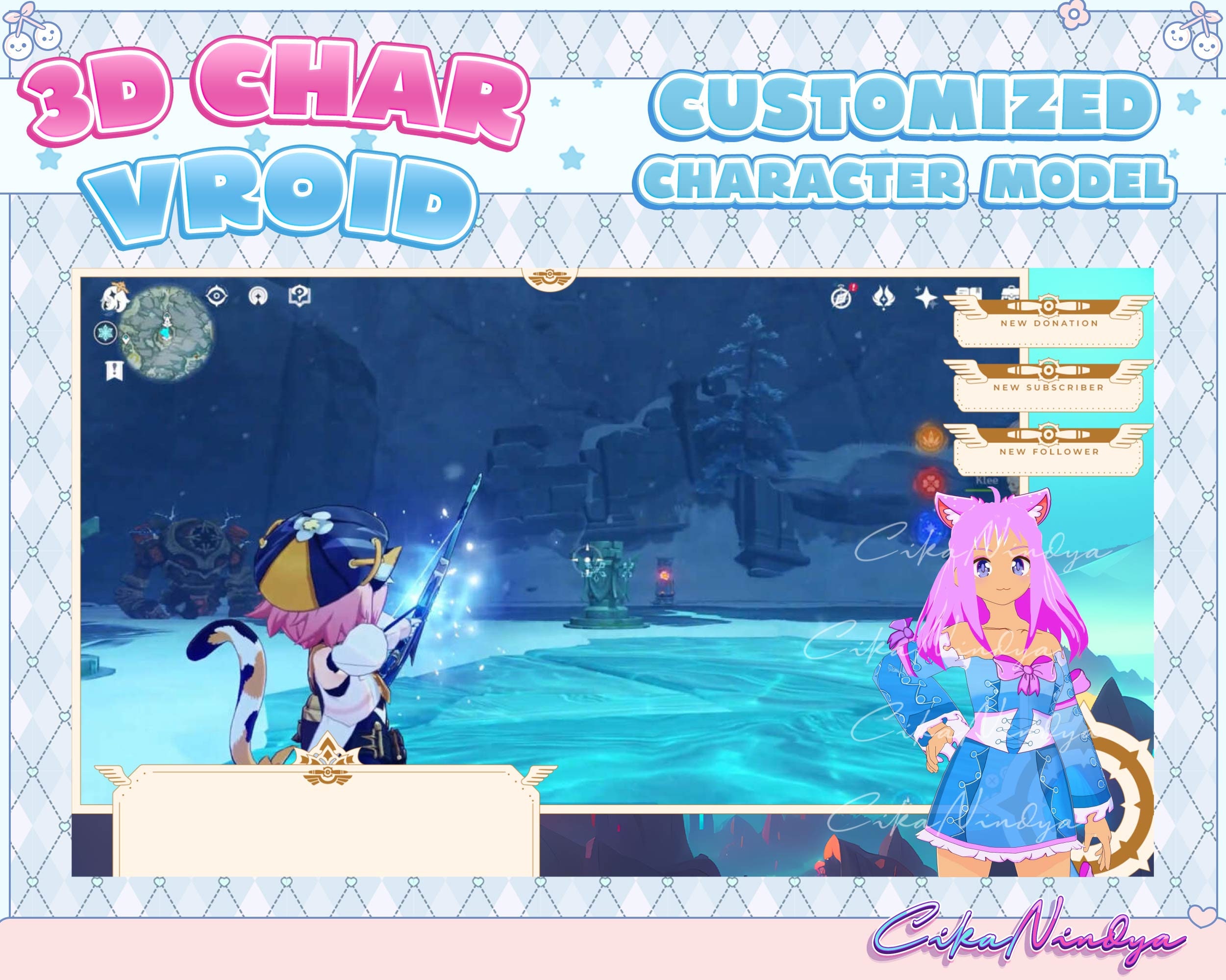 Playful Pink Cat Vtuber 3D Vroid Model Meiko for Streamer 3D - Etsy