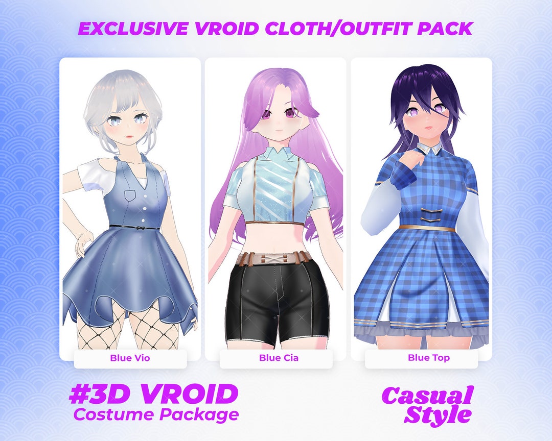 Vroid Clothing Pack, Vroid Fashion, Casual Vroid Wear, Stylish Outfit ...