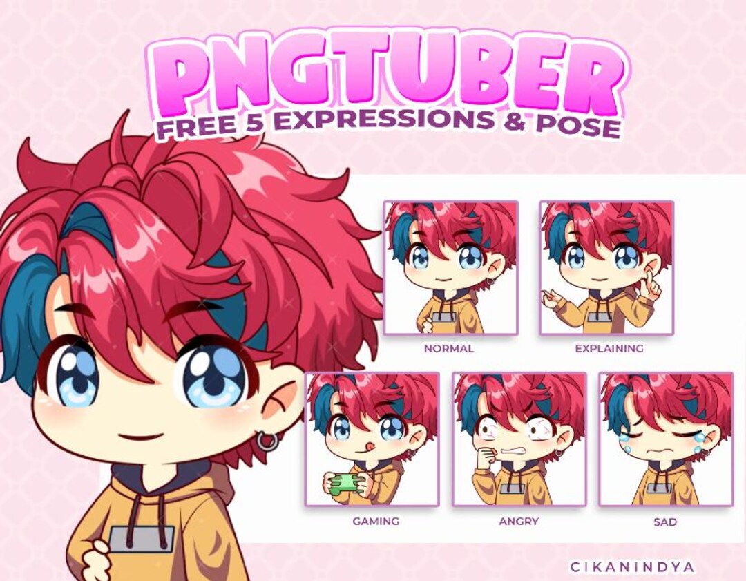 Energetic Red and Blue Male Pngtuber – Smooth Animated Model - Etsy
