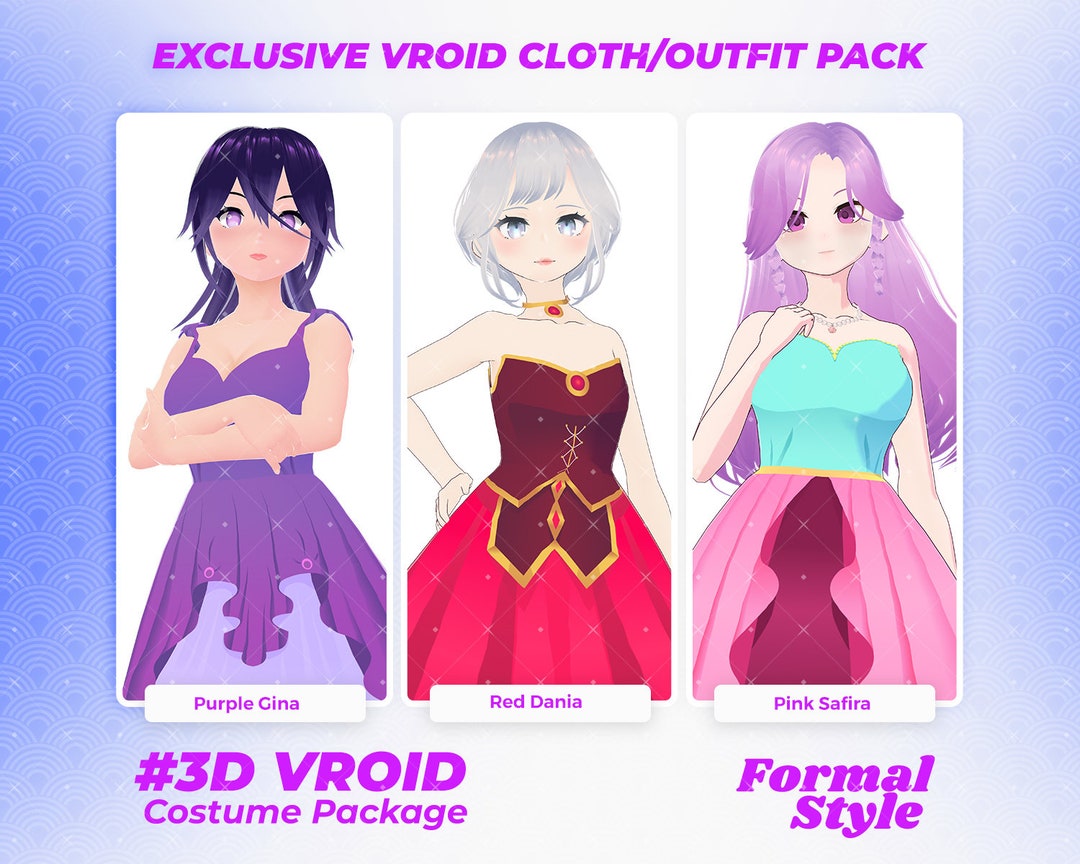 Vroid Attire Formal Girl Set for Competitive Avatars - Vroid Clothing Pack, Virtual Wardrobe ...