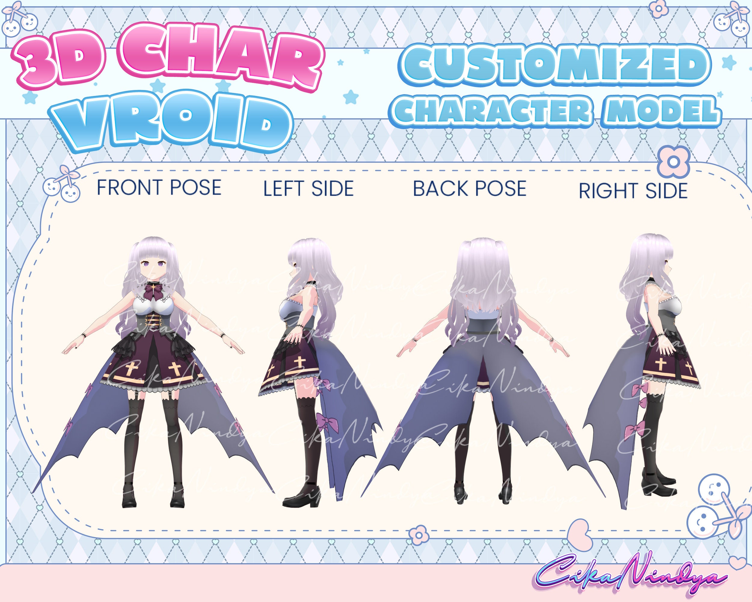 3D Vroid Character Dark Night Girl Mysterious and Alluring for - Etsy