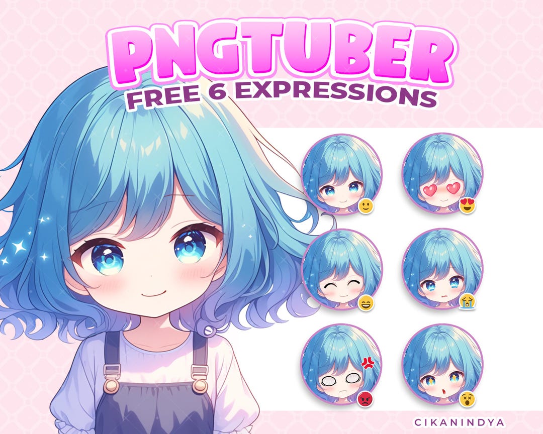 Custom-like Pngtuber Model Premade Cute Blue-haired Girl - Etsy
