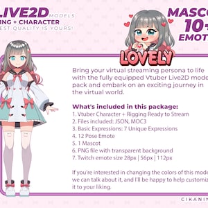 Vtuber Model Pack | Lovely Girl Complete Streaming Kit for Vtubers | 7 ...
