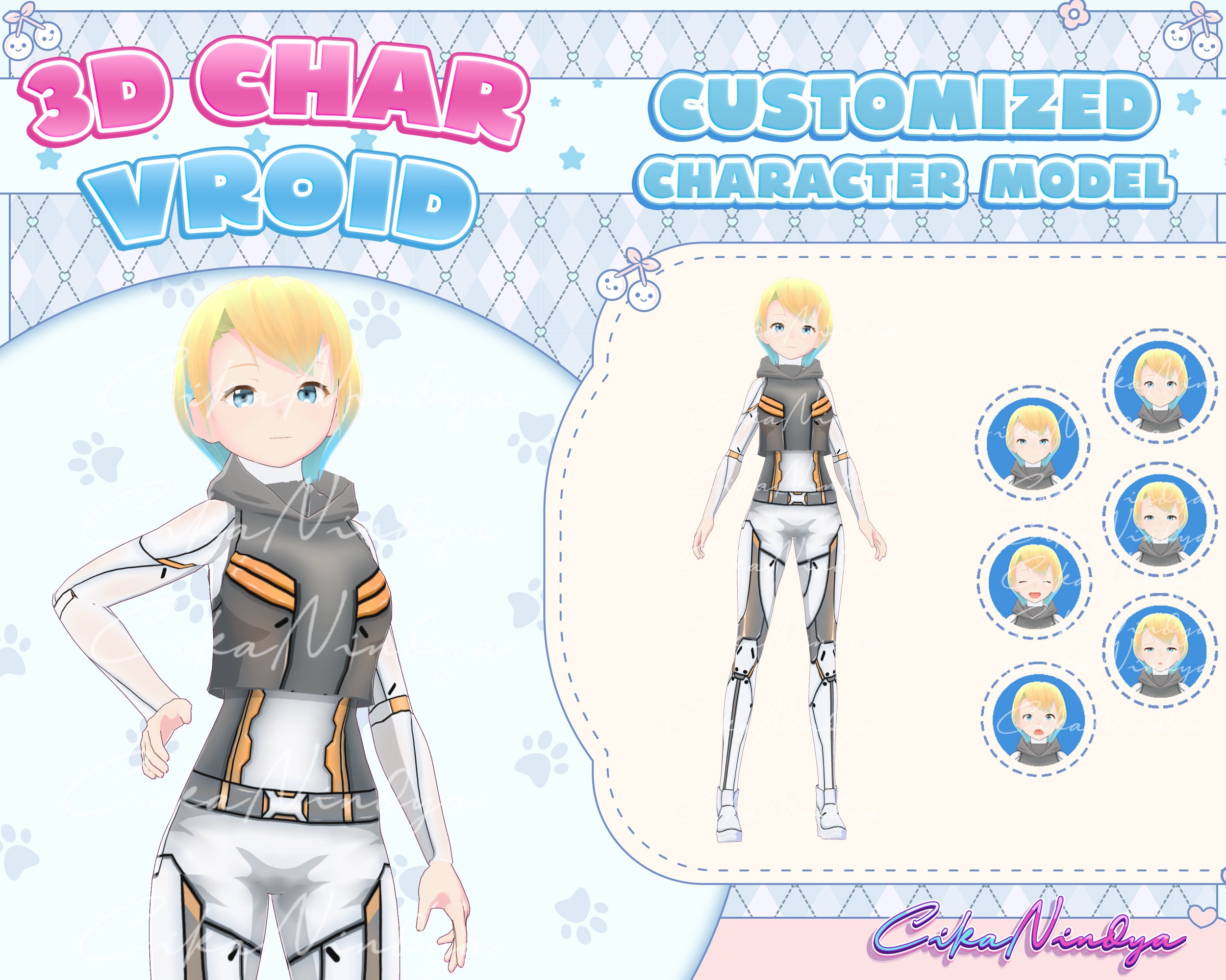 3D Vroid Character Vroid 3D 3d Model Commission 3d Model - Etsy