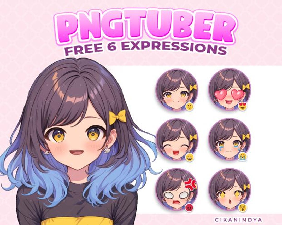 PNG Tuber | Charming Yellow Bow PNG Tuber Avatar for Streamers | Get 6 ...