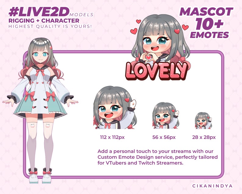 Live2d Vtuber Model Kit | Mascot & 12 Emotes, Streaming Avatar - Etsy ...