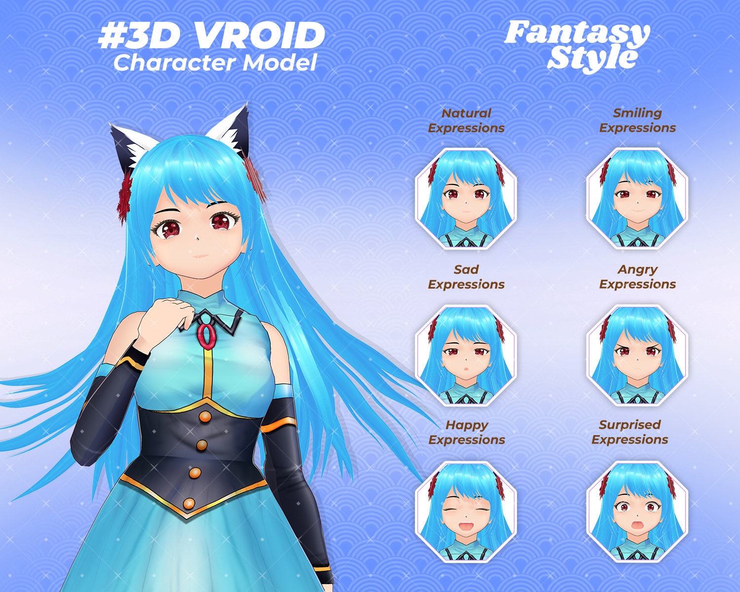 3D Vroid Character, Vtuber Model Free, 3d Model, Vtuber Model, Vroid E ...