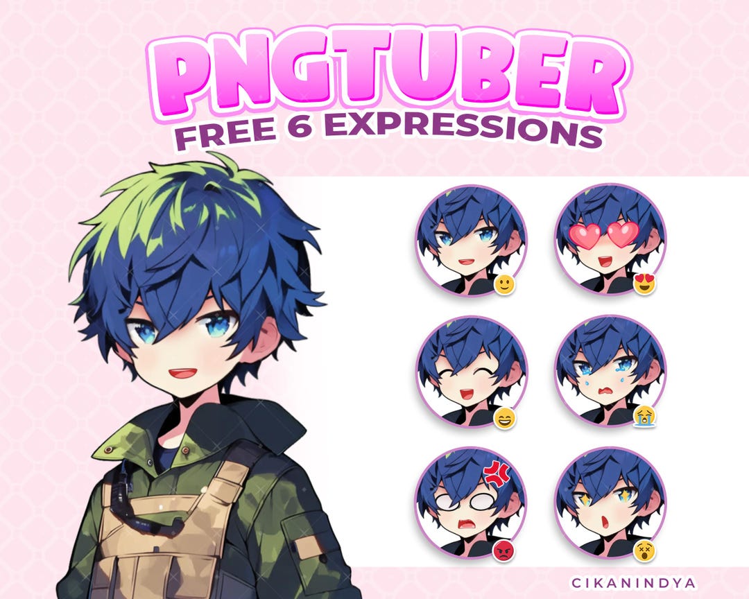 Chibi Pngtuber Model – Premade Male Character With Military Design ...