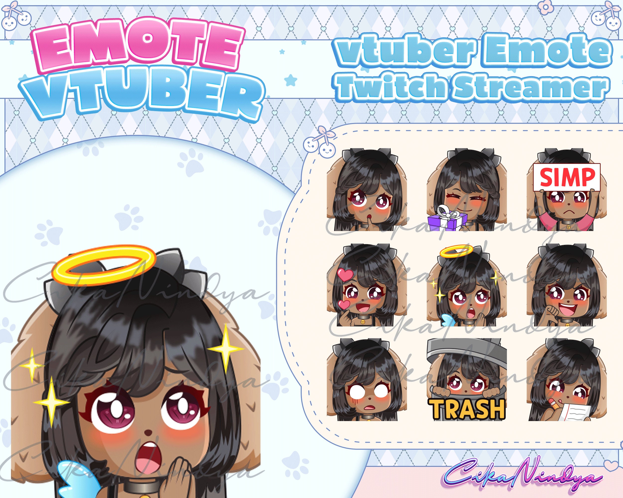 Vtuber Emote Twitch Chat Box Emote Emote Commission Raid - Etsy Portugal