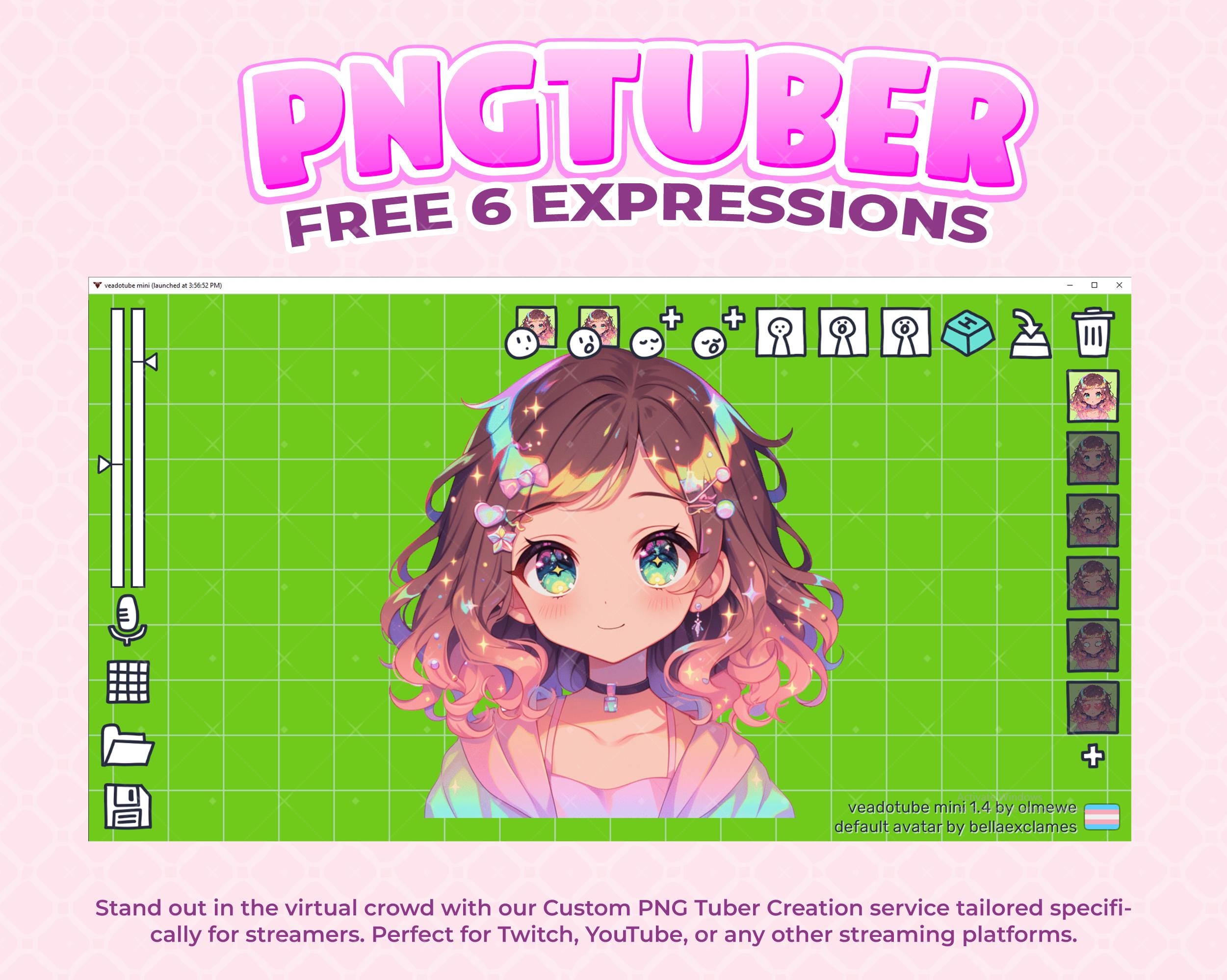 Chibi Girl PNG Tuber Avatar: 6 Poses, Ombre Hair - Etsy