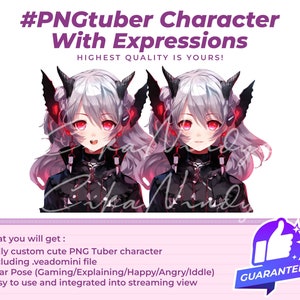 PNG Tuber | Streamer's PNG Tuber Character Purple Hair With Horn ...