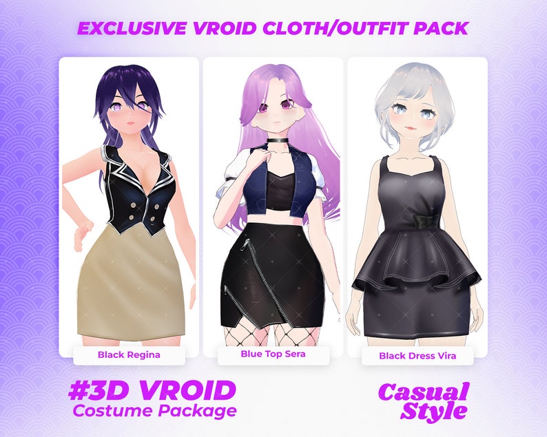 Vroid Outfit Pack: Casual 3D Model Fashion (.vroidcustomitem) - Etsy
