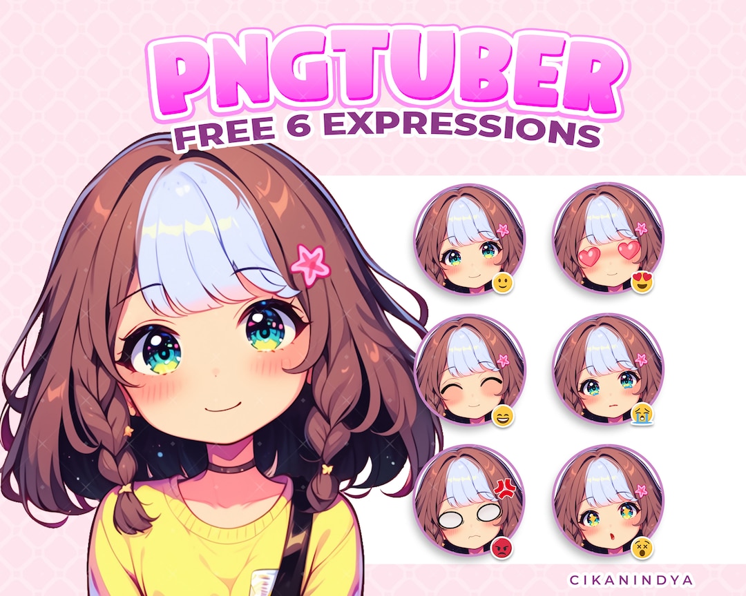 Braided Hair Girl Pngtuber Avatar: 6 Poses (veadomini File) - Etsy