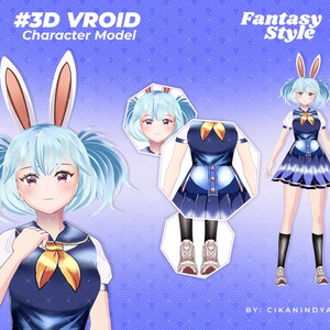 3D Vroid Character Anime Girl Twintail Bunny for Live Streaming Virtual ...