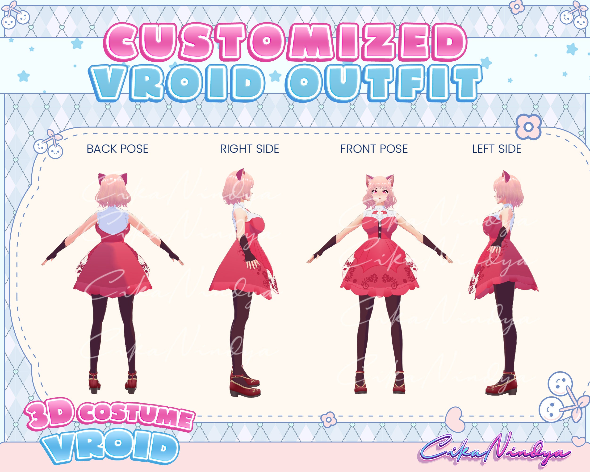 3D Vroid Costume Cute Red Dress for Stunning Character - Etsy