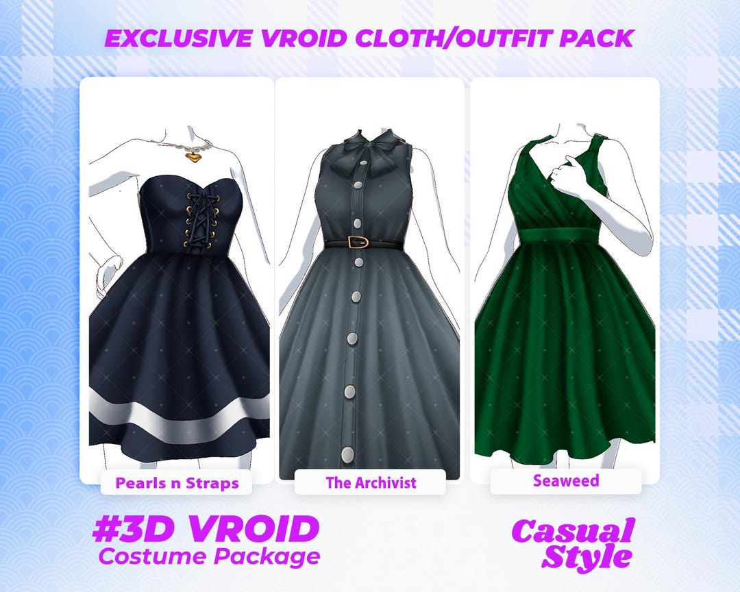 Vroid Elegant Dress Outfit Pack: Vtuber Avatar Clothing ...