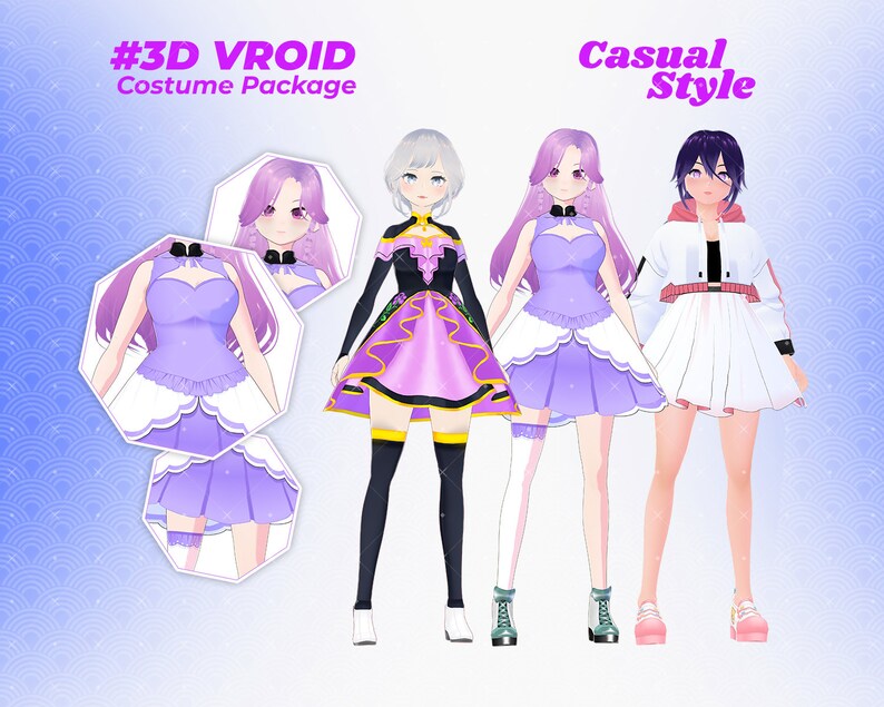 Vroid Clothing Pack 3d Outfits Streamer Wardrobe Virtual Clothes