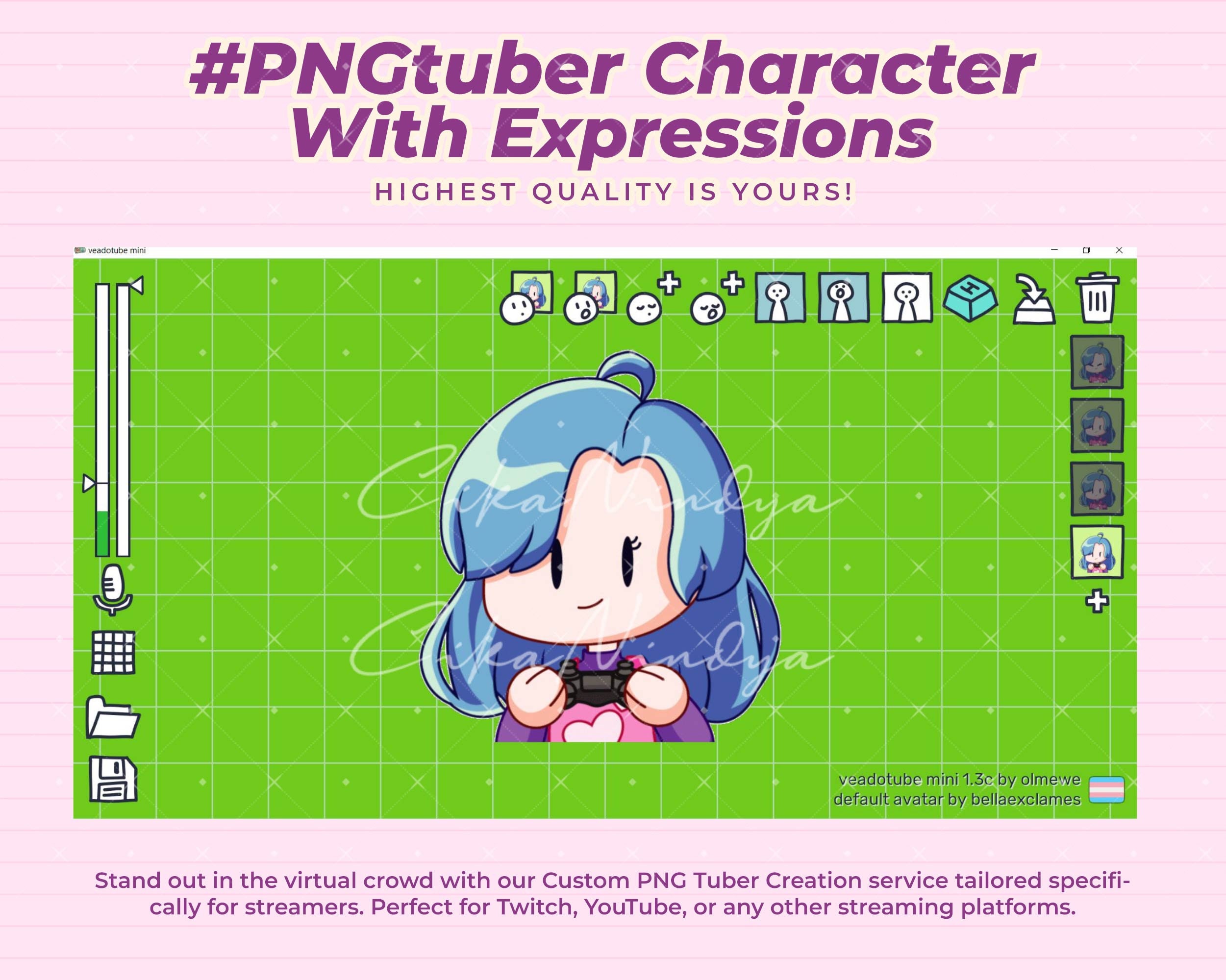 Blue Hair Girl PNG Tuber Avatar for Streamers Pngtuber, Pngtuber Twitch ...