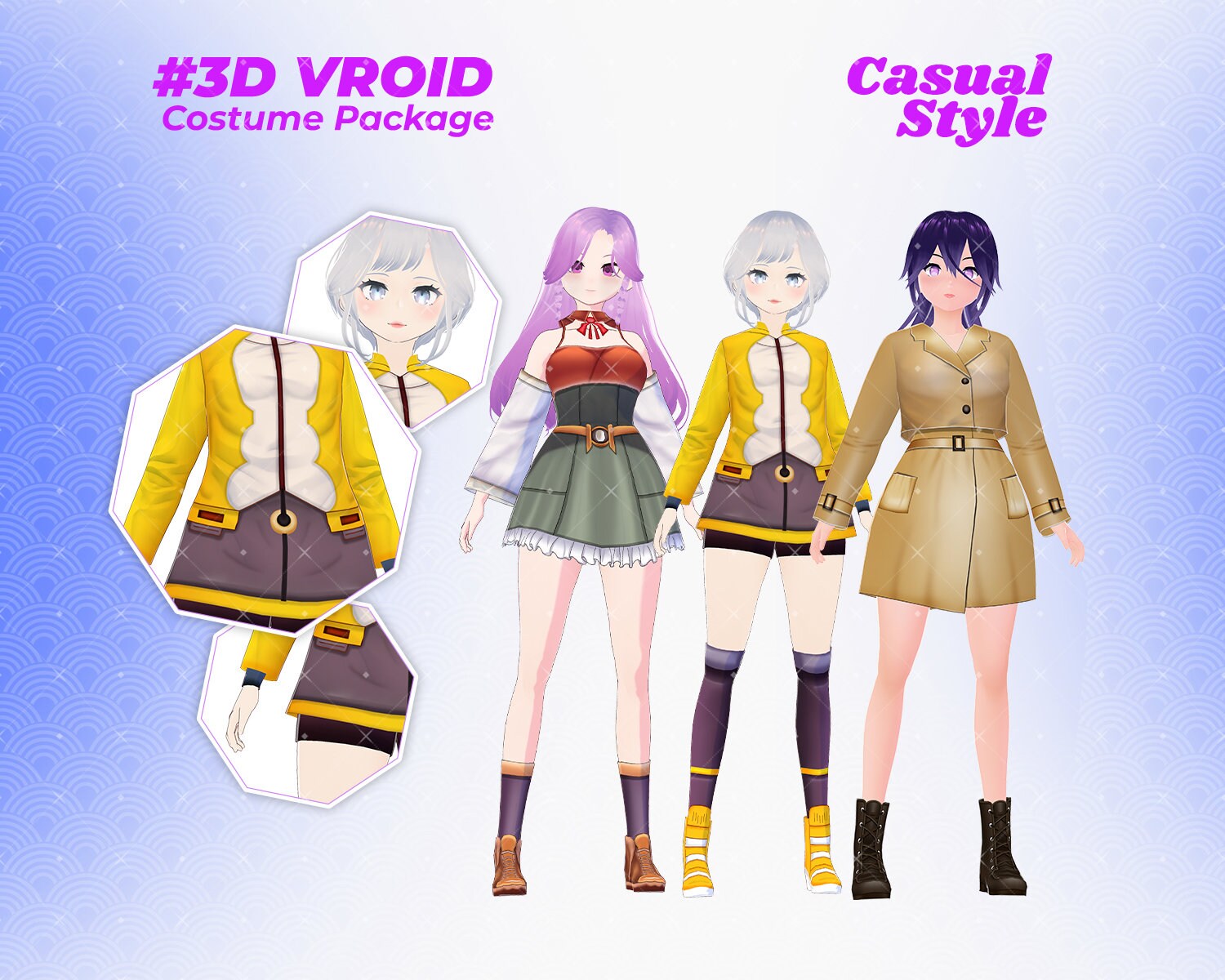 Vroid Outfit Pack: Chic Casual Clothes for Virtual Avatars - Etsy
