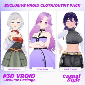 Chic Vroid Outfit Pack: Casual Avatar Clothes, 3-in-1 Costume - Etsy