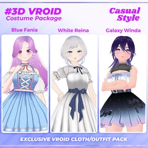 3-in-1 Vroid Outfit: Kawaii Casual Clothes Pack (.vroidcustomitem File ...