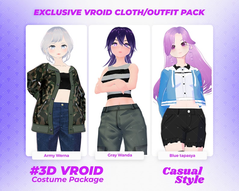 Vroid Outfit Pack: Social Streamer Casual Clothes (.vroidcustomitem) - Etsy