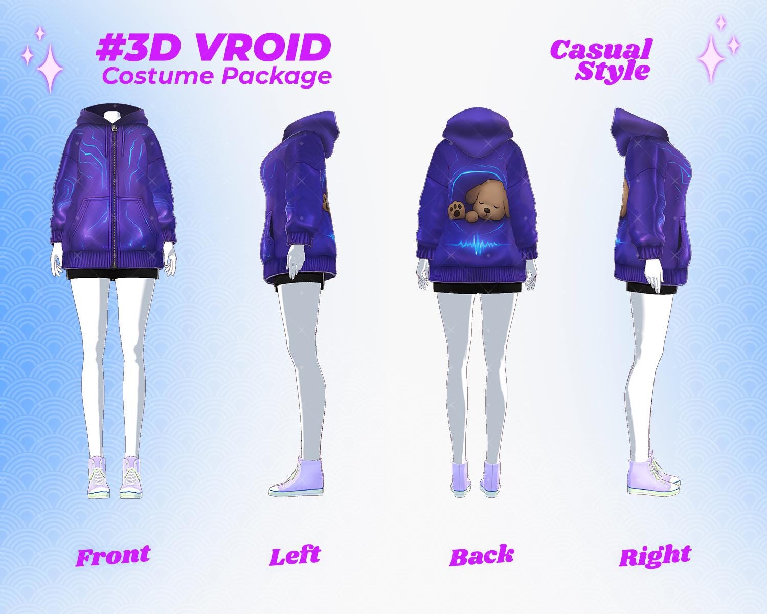 Vroid Clothing Pack: 3-in-1 Outfit Set - Maid, Cyber, Cottagecore - Etsy
