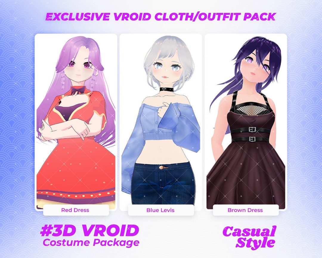 Trendy Vroid Girl Dress for Divas Streamer - Vroid Clothing Pack, Vroid ...