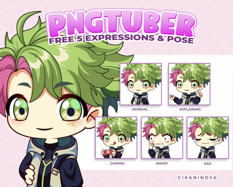 Trendy Custom Pngtuber Male – Vibrant Hair and Modern Outfit - Etsy