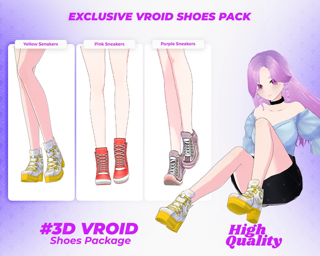Step up Your Stream: Trendy 3D Vroid Unique Shoe Pack - 3D Vroid Shoes ...
