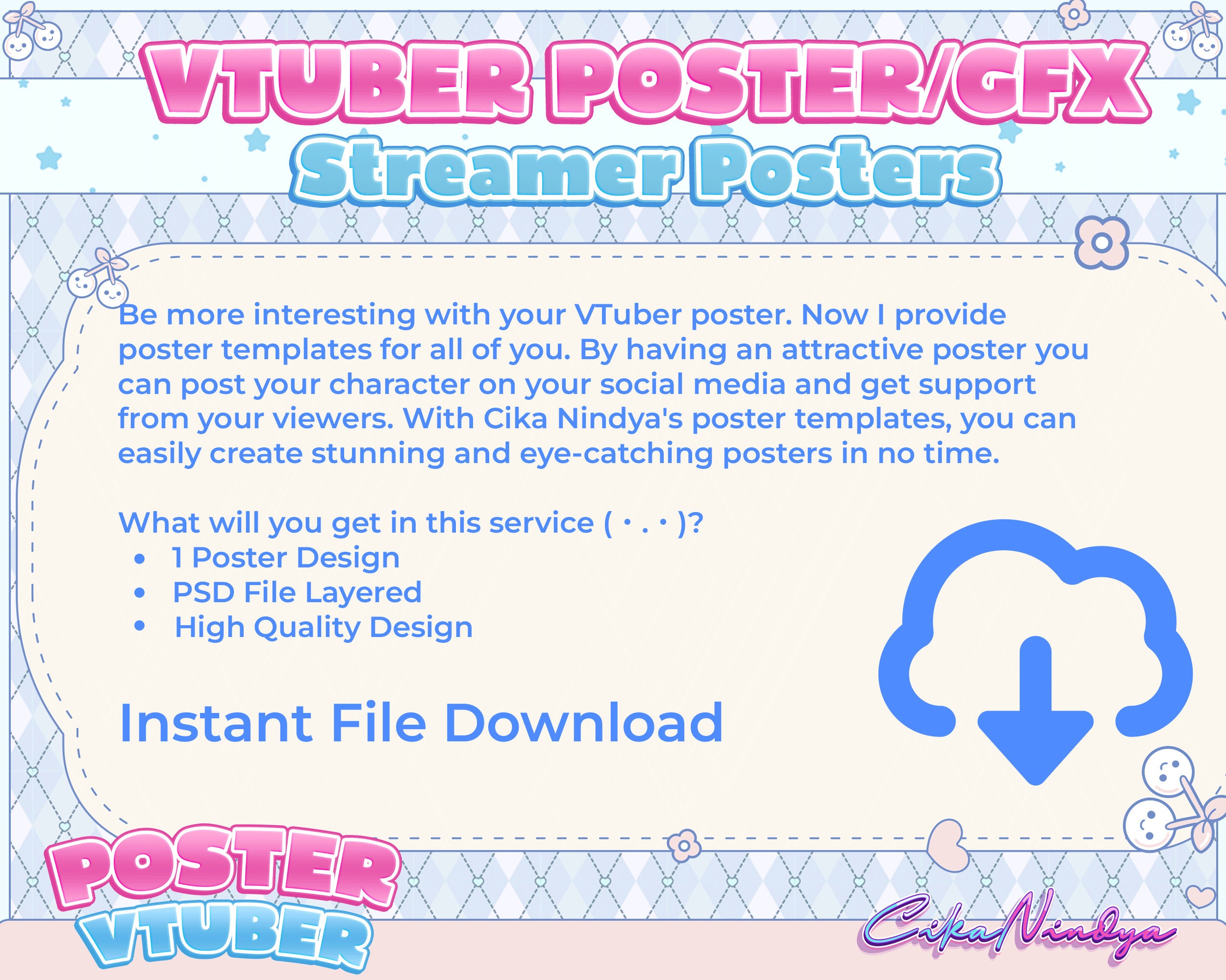 Digital Vtuber Poster for Streamer's Social Media Vtuber - Etsy