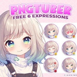 Adorable Premade Pngtuber – Casual Anime Girl With Gradient Hair - Etsy