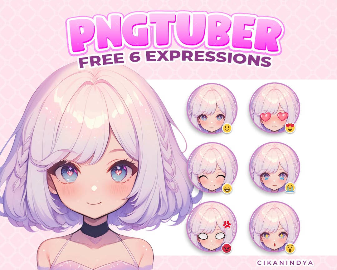 PNG Tuber | Ethereal Chibi Girl With Pastel Bob and Braided Highlights ...