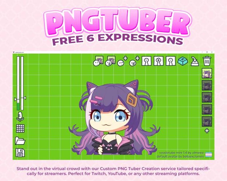 Chibi Pngtuber Avatar: Purple Hair, Edgy Style - 5 Poses - Etsy Canada
