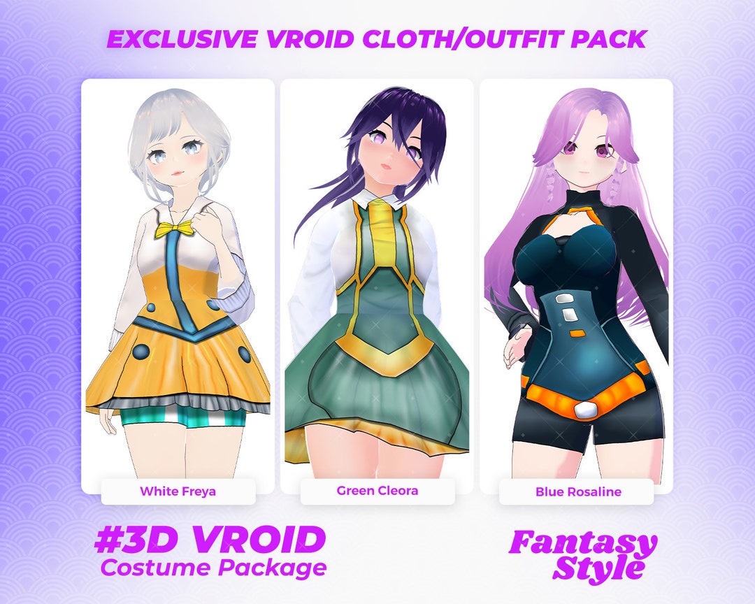 Vtuber Girl's Fantasy Outfit Multipack - Vroid Clothing Pack, Vroid ...