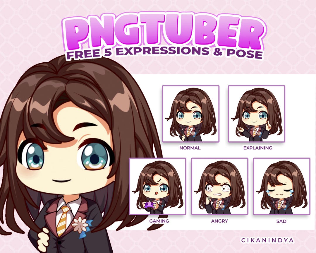 Elegant Anime Girl Pngtuber: Formal Chibi Design - Etsy UK