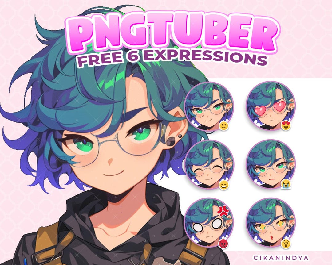 Anime PNG Tuber Avatar: Techie Vtuber With 6 Poses - Etsy