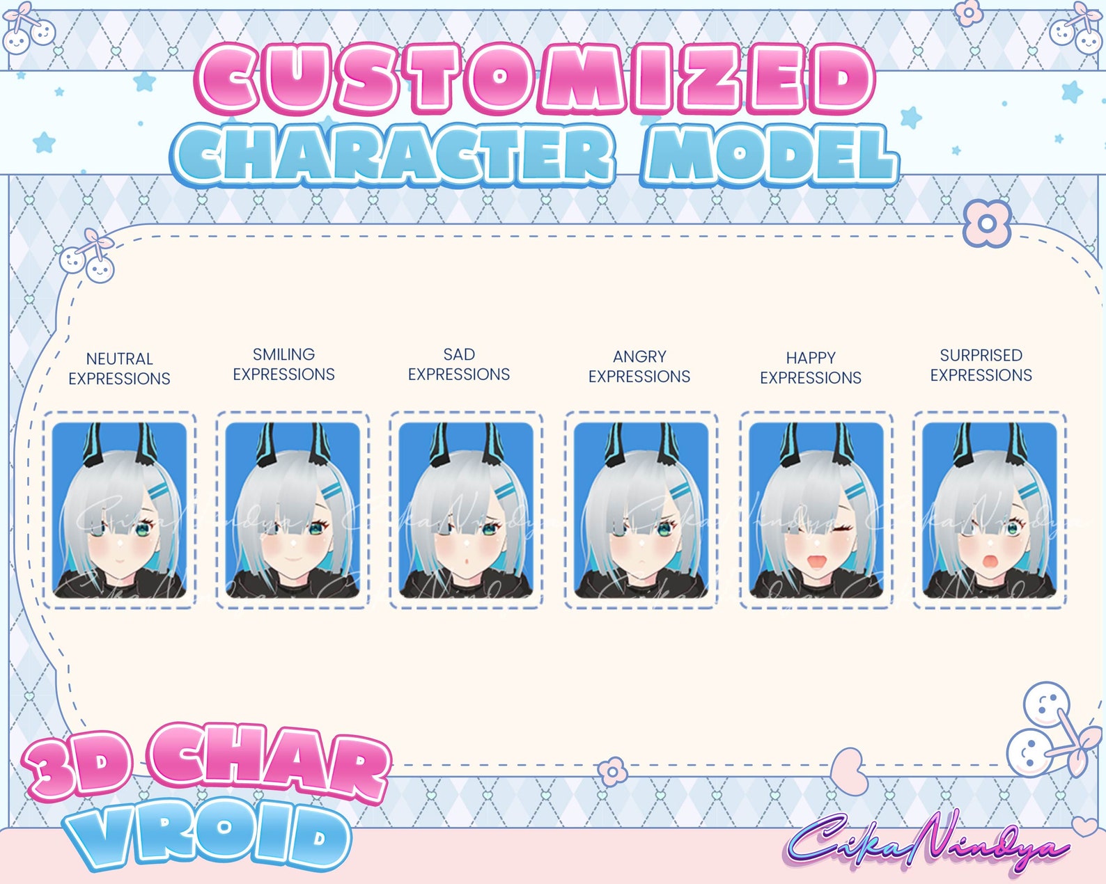 Innovative Style 3D Vroid Character White Hair Cyber Anime - Etsy