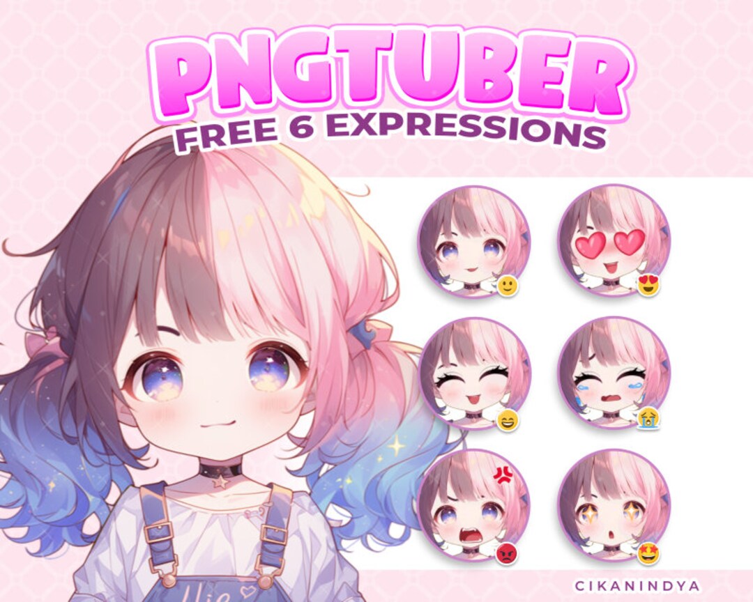 Pngtuber | Splendid Cute Girl PNG Tuber | Get 6 Pose Expressions ...