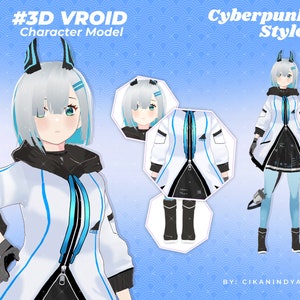 Innovative Style 3D Vroid Character White Hair Cyber Anime Girl for ...