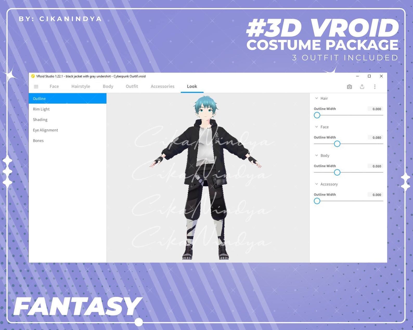 Digital Male Fantasy Vroid Outfits Blue & Black Bundle Vroid - Etsy