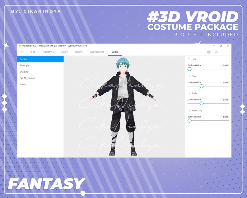 Digital Male Fantasy Vroid Outfits Blue & Black Bundle Vroid - Etsy
