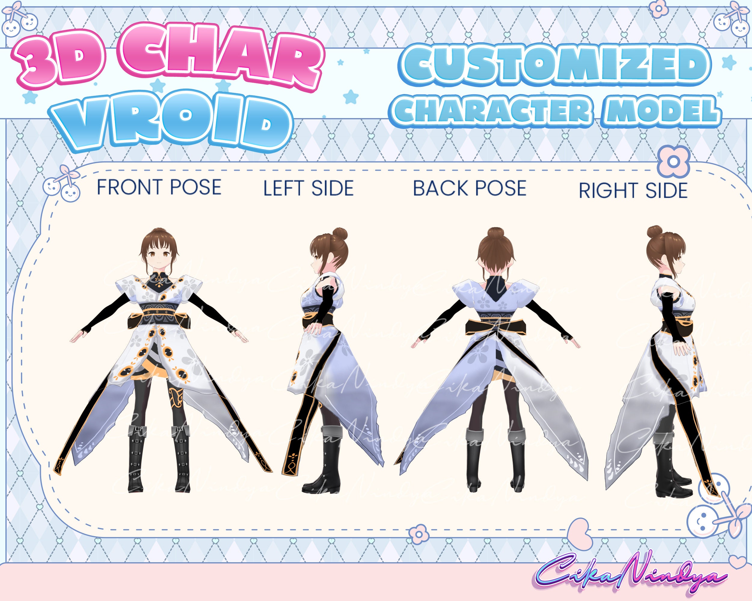 3D Vroid Character Valvet Sunny Anime Girl Perfect for Vtubing - Etsy