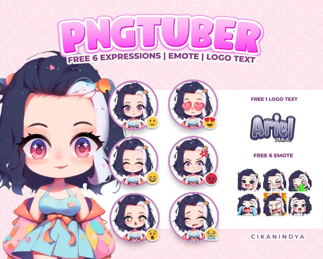 Pngtuber | Chibi Ariel PNG Tuber Pack | Streaming With 6 Emote | Logo ...