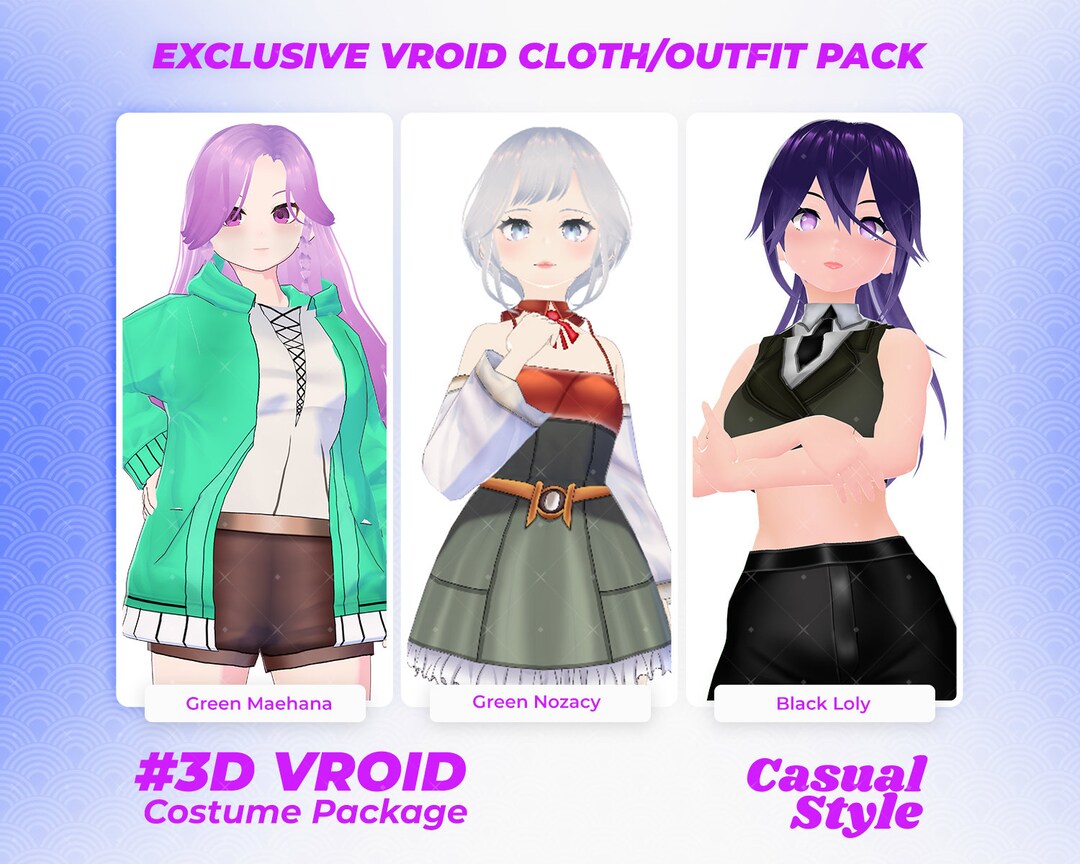 Trendy Casual Girl Vroid Clothes Pack-vroid Clothing Pack, Vroid ...